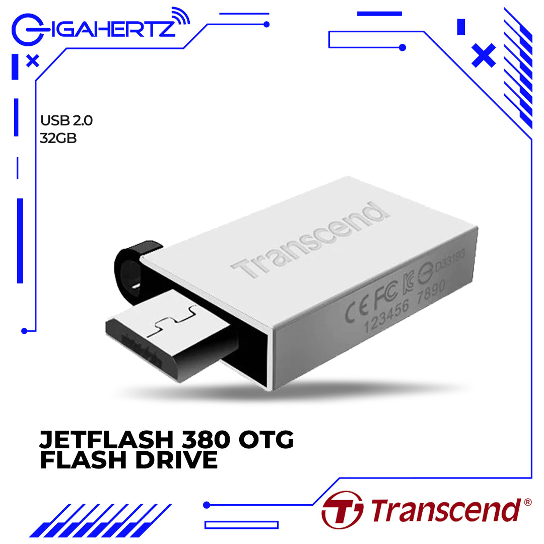 Transcend JetFlash 380 OTG Flash Drive 32GB USB 2.0 | Gigahertz