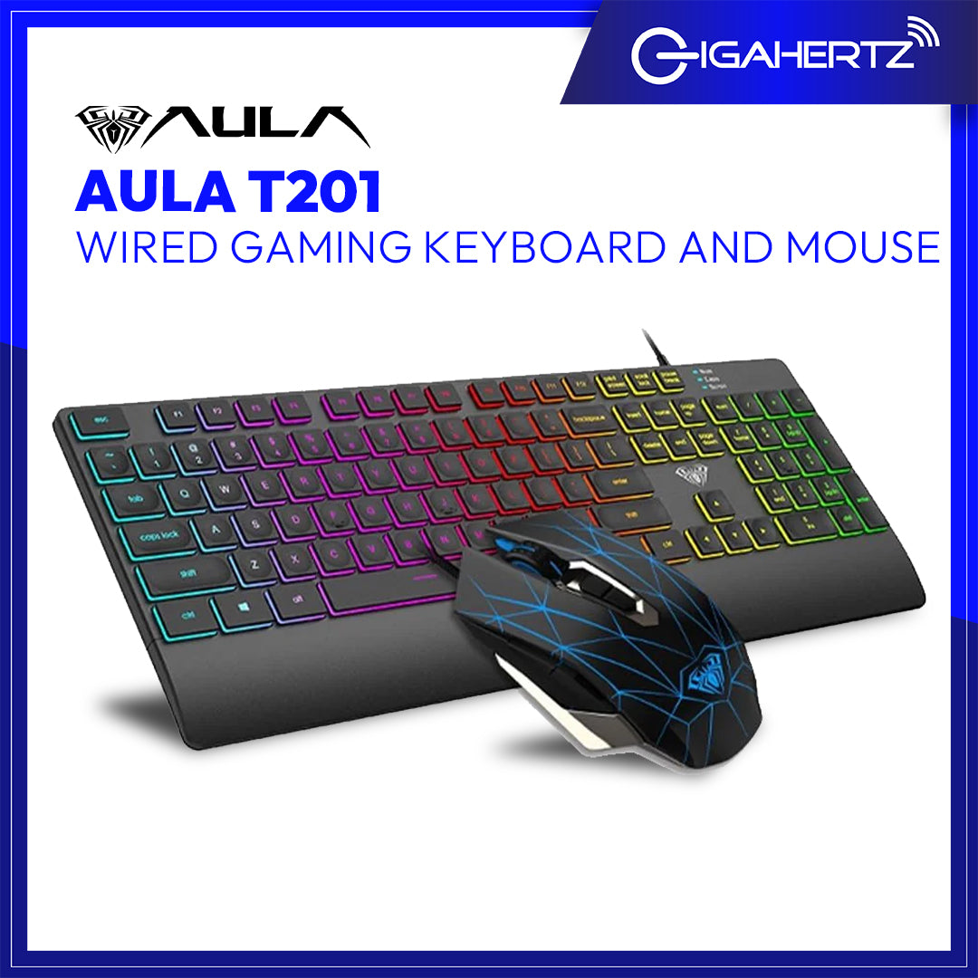 Aula T201 Wired Gaming Membrane Keyboard and Mouse Combo Set | Gigahertz
