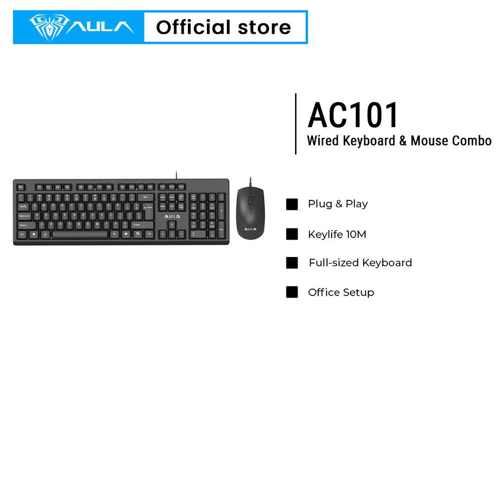 Aula AC101 Wired Keyboard and Mouse Combo | Gigahertz