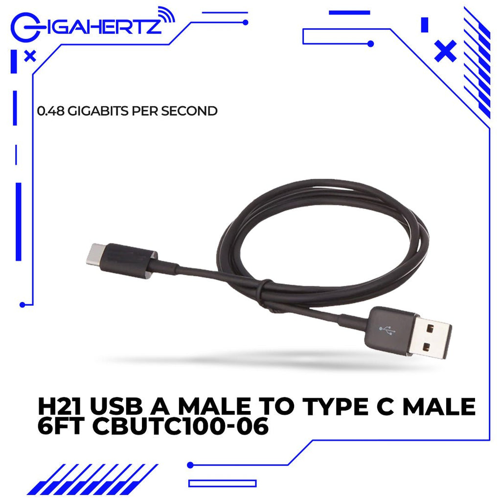 Gen H21 USB A Male To Type C Male 6ft CBUTC100-06 | Gigahertz