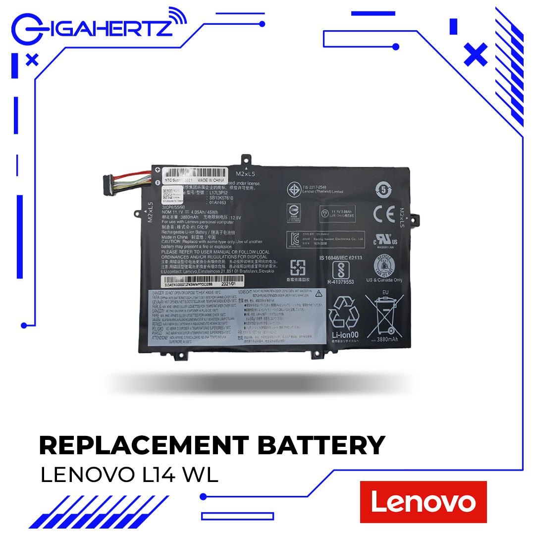 Lenovo Battery L14 WL - For Replacement Lenovo ThinkPad L14 | Gigahertz